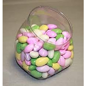 TELL INDUSTRIES 64 oz Flattened Globe Plastic Storage Container with Lid (1) - Reusable & Recyclable - Shatterproof Jars - Clear Plastic Jars for Cookies, Candy, Laundry Detergent Pods