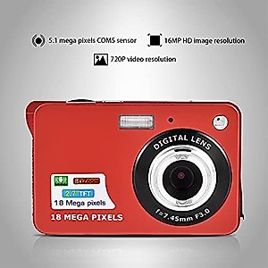Shanrya Digital Camera, 8X Zoom High Definition 2.7in LCD Stable Performance Camera 720P Resolution for Party for Travel for Home(red)