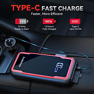 Andeman Car Jump Starter 3000A Peak 20000mAh (Start 9L Gas Engine or up to 7L Diesel Engine) Battery Charger Automotive, 12V Car Jumper, Power Bank Power Pack with Quick Charge Type-C Ports, Red