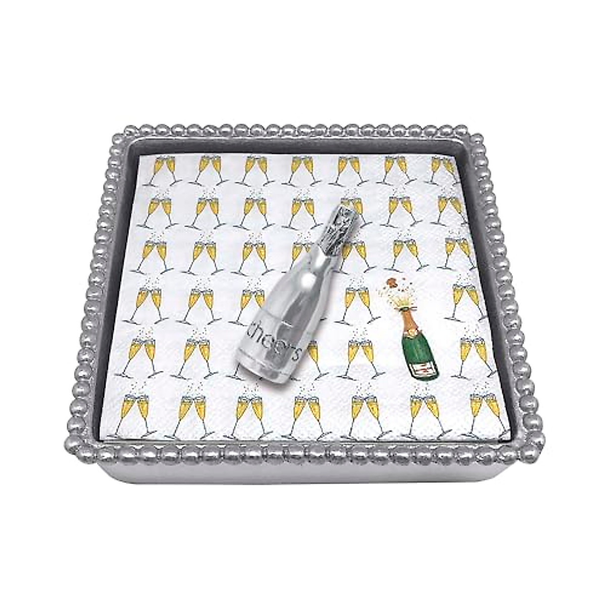 Mariposa Champagne Bottle Napkin Weight Silver Small