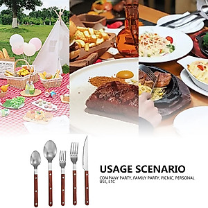 Wooden Handle Flatware Set for 6, 30-Pieces Silverware Set Food-Grade Stainless Steel Cutlery Kitchen Utensils Set Apartment Essentials Dishwasher Safe Wedding Banquet Best Gift Combo