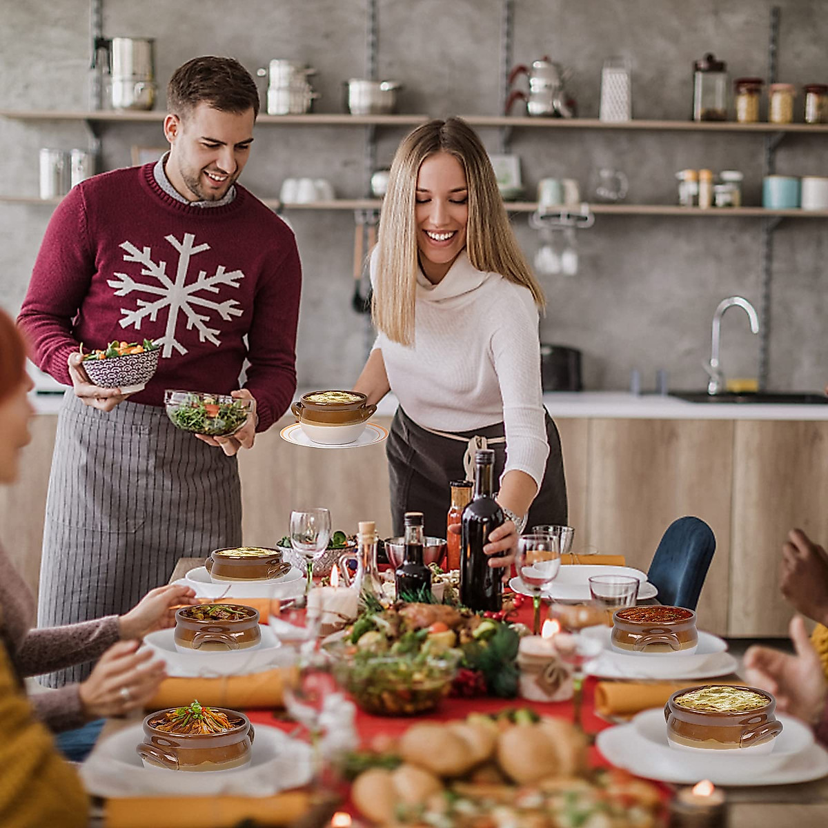 SZUAH 17 OZ French Onion Soup Bowls Set of 4, French Onion Soup Crocks Oven Safe Soup Bowls with Handles, Dishwasher, Microwave, Broiler Safe, Ceramic Bowl Set for Stews, Soup, Cheese & Chili