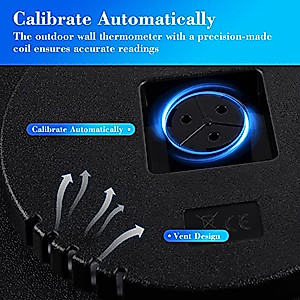 Outdoor Thermometer Large Numbers - 12Inch Outdoor Thermometers for Patio Waterproof, Wall Mounted Thermometer Hanging Thermometer Hygrometer with Stainless Steel Enclosure, No Battery Required