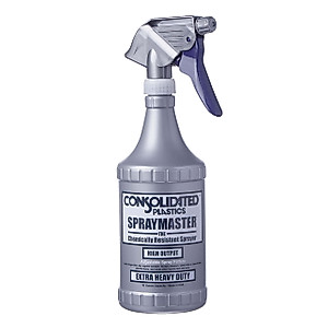 Consolidated Plastics Chemical Resistant Spraymaster Spray Bottle With Leakproof Sprayer, HDPE, Gray, 32oz., 6 Piece