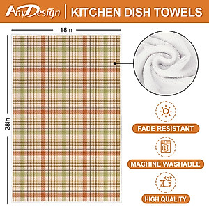AnyDesign Fall Kitchen Towel Rustic Autumn Plaids Maple Leaves Dish Towel 28 x 18 Inch Farmhouse Tea Towel Decorative Hand Drying Towel for Kitchen Cooking Baking Party Supplies, 2 Pack