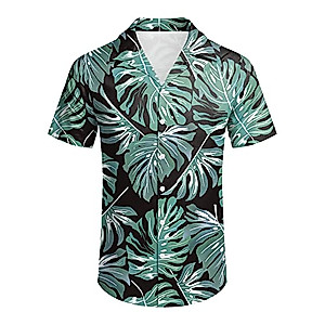 DUOWEI Men Casual Short Sleeve Spring Summer Turndown Neck 3D Printed Shirts Fashion Top Blouse Shirts