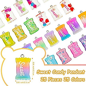 Hicarer 70 Pieces Colorful Candy Pendant Charm for Jewelry Making Cute Gummy Candy Bear Lollipops Pendant Charms Polymer Clay Resin Charms for DIY Keychain Necklace Bracelet Earring Craft