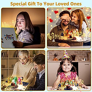 Gumry BLOWABLE & LIGHTS & MUSIC Pop-up Musical Birthday Card, Happy Birthday Card with Classic Bday Music, Cheers Sound,Color-Changing Lights,Colourful Greeting Cards for Kids Wife Husband Women & Men