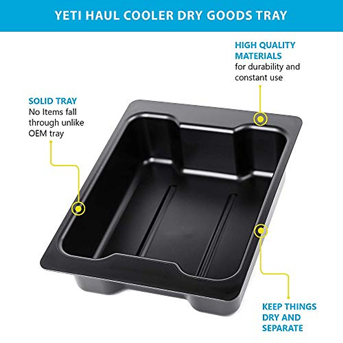 BEAST COOLER ACCESSORIES Solid Plastic Dry Goods Tray for Yeti Tundra Haul Cooler, Black, 12"