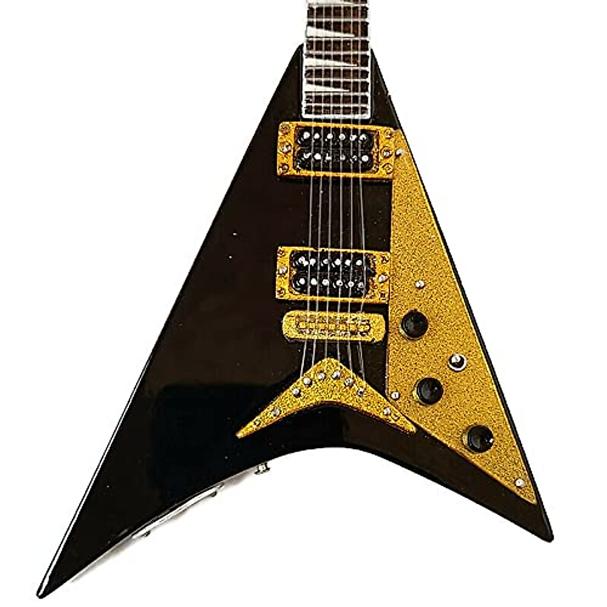 Axe Heaven RR-085 Randy Rhoads Black and Gold Concorde Flying V Mini Guitar
