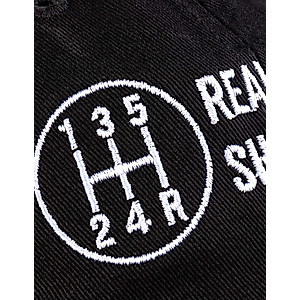Ann Arbor T-shirt Co. Real Cars Don't Shift Themselves | Funny Auto Racing Mechanic Manual Baseball Cap Dad Hat Black