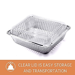 Findful Square Aluminum Baking Pans with Clear Plastic Lids (35-Pack, 8x8”) - Disposable Takeout Pans - Foil Food Containers for Cooking, Heating, Storing, Prepping Food - Eco-Friendly & Recyclable