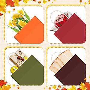 Humyoun 24 Pcs Fall Gift Bags Bulk Fall Candy Goodies Bags Kraft Paper Orange Gift Bags with Handles for Thanksgiving Autumn Wedding Birthday Party Favors