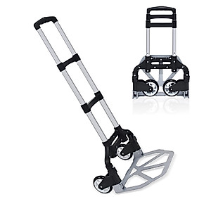 Uholan Folding Hand Truck Aluminum Alloy Telescopic Pull Rod Portable Cart Ld 165lb Household Hand Truck Luggage Trailer with Rubber Cord