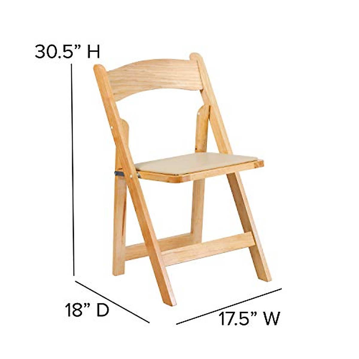Flash Furniture 4 Pack HERCULES Series Natural Wood Folding Chair with Vinyl Padded Seat