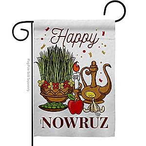 Iranian New Year Garden Flag Home Decor Banner Wall Art Patio Lawn Front Porch Room Decorations Small Outdoor Tapestry Yard Sign Celebration Persian New Year Christian Religion Day Holiday Made In USA