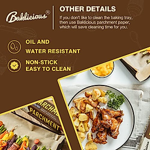 Unbleached Parchment Paper Roll for Baking, 15 in x 210 Ft, 260 Sq.Ft, Non-stick Baking Paper, Food Grade Cooking Paper for Bread, Cookies, Heat Press, Oven, Air Fry