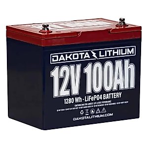 Dakota Lithium - 12V 100Ah LiFePO4 Deep Cycle Battery - 11 Year USA Warranty 2000+ Cycles - Built in BMS, For Ice Fishing, Trolling Motors, Fish Finders, Marine, Charger not Included
