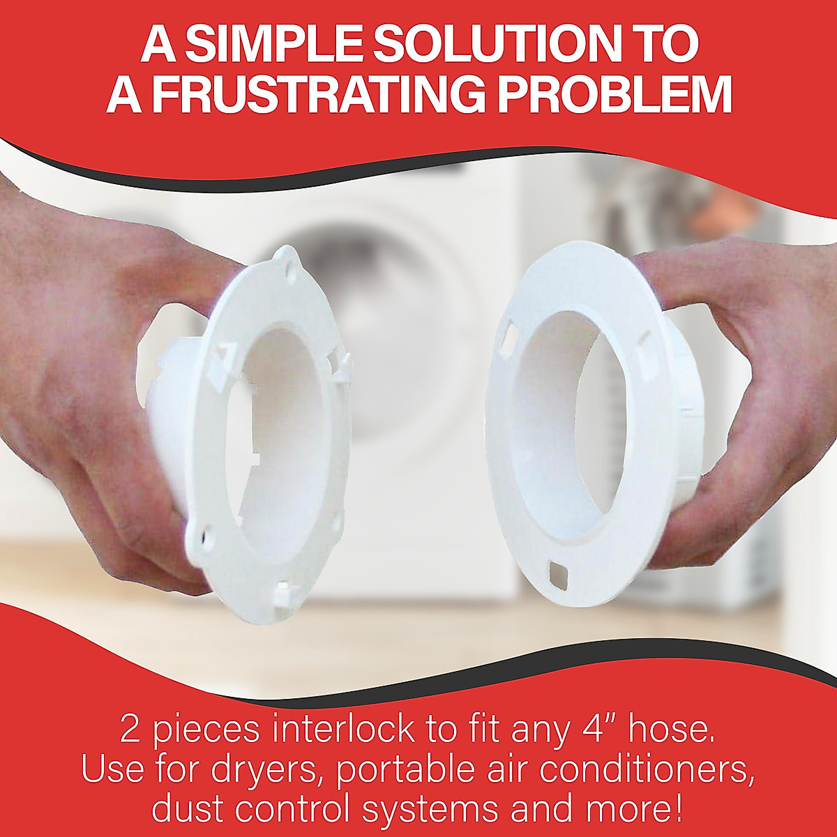 Dryer Dock The Original Dryer Vent Quick Release - Two-Piece Dryer Hose Quick-Connect, Twist & Lock Tight, Fits 4 Inch Tubes,White