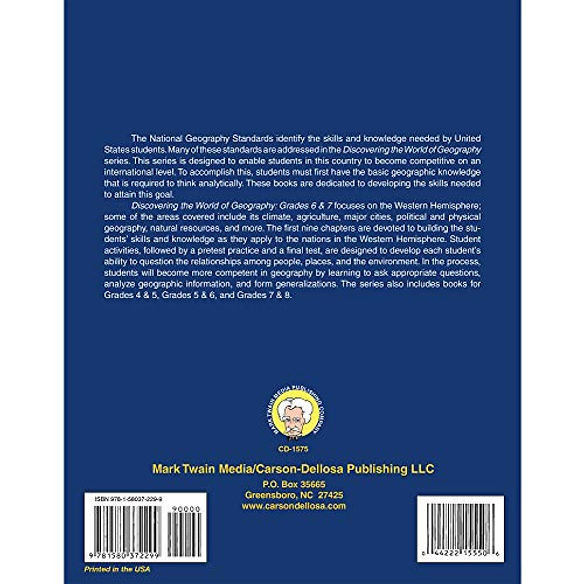 Mark Twain Geography Workbook for Grades 6-7, Western Hemisphere Geography Activity Book, 6th Grade & 7th Grade Geography for Kids, Classroom or ... (Discovering the World of Geography)