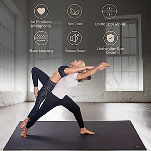 GXMMAT Large Yoga Mat 6'x6'x7mm, Thick Workout Mats for Home Gym Flooring, Extra Wide and Thick, Non-Slip Quick Resilient Barefoot Exercise Mat, Ultra Comfortable Cardio Mat for Pilates, Stretching