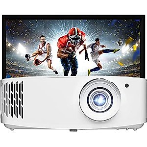 Optoma UHD55 Smart 4K UHD Home Theater Projector, White Bundle with 120" Home Theater Projector Screen