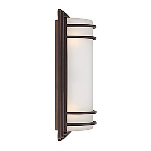 John Timberland Habitat Modern Industrial Outdoor Wall Light Fixture Rubbed Bronze Steel 16" Opal Etched Glass for Exterior House Porch Patio Outside Deck Garage Yard Front Door Garden Home