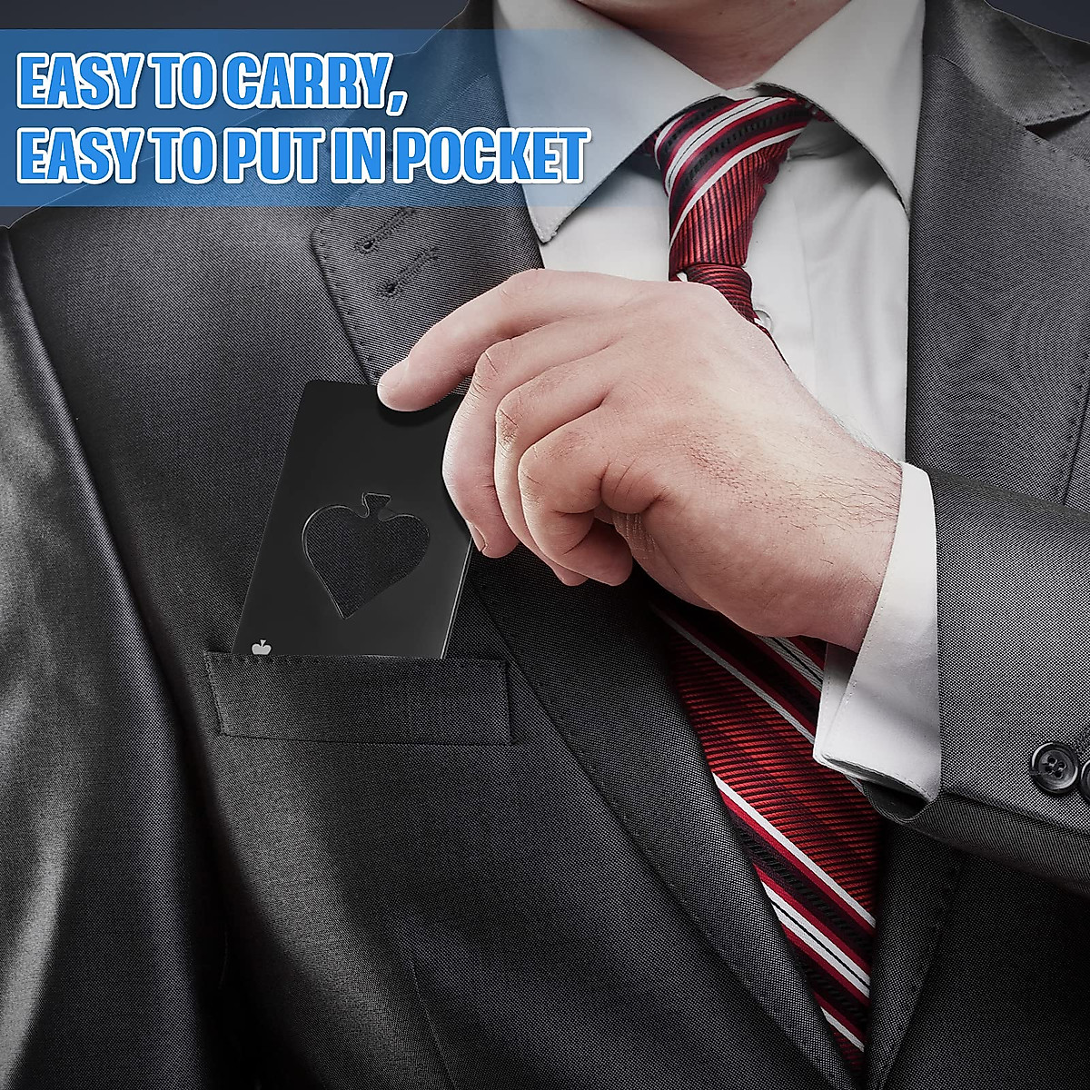 60 Pcs Casino Bottle Opener Credit Card Size Opener Gifts for Groomsmen Funny Can Beer Opener Poker Shaped Stainless Steel Ace Card Bottle Cap Openers for Wedding Birthday Party Table Tools Supplies