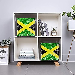 Jamaican Retro Flag Collapsible Storage Bins Basics Folding Fabric Storage Cubes Organizer Boxes with Handles