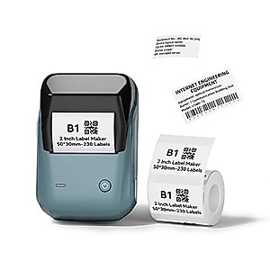 Label Makers B1 Portable Bluetooth Label Maker with Tape, New 2 Inch Thermal Label Printer for Barcode, Clothing, Address, Mailing, Compatible with Smartphone & Computer, with 1pack 50×30mm Label