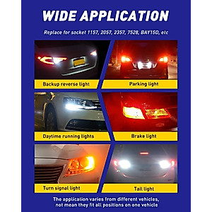 AUTOONE 1157 LED Bulb White 6500K, 2057 2357 7528 BAY15D LED Bulbs for Backup/Reverse Light, Tail Light, Brake Light, 300% Brighter Canbus Ready Plug and Play LED Bulbs, Pack of 2