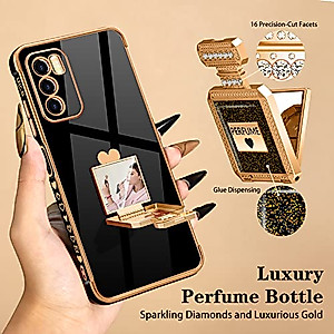 Buleens for Moto G Stylus 5G 2022 Case with Metal Perfume Bottle Mirror Stand, Cute Women Girly Heart Cases for Motorola G Stylus 5G, Elegant Luxury Phone Cover for G Stylus 5G 2022 6.8'' Black