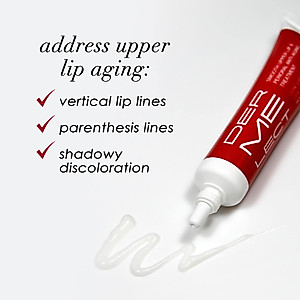 Dermelect Smooth Upper Lip Anti Aging Cream - with Hyaluronic Acid, Collagen, Retinol, Brightening & Smoothing Cream for Lip Lines, Smile Lines, Discoloration, Lipstick Bleeding and Feathering, 0.5 oz