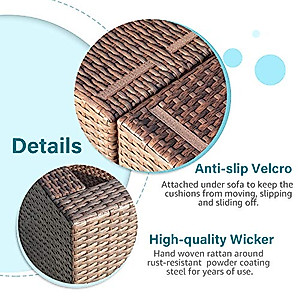 OC Orange-Casual Outdoor Patio Armchair Sofa Chair All-Weather Wicker Furniture with Turquoise Cushions, Additional Chair for Sectional Sets, Garden, Backyard, Pool