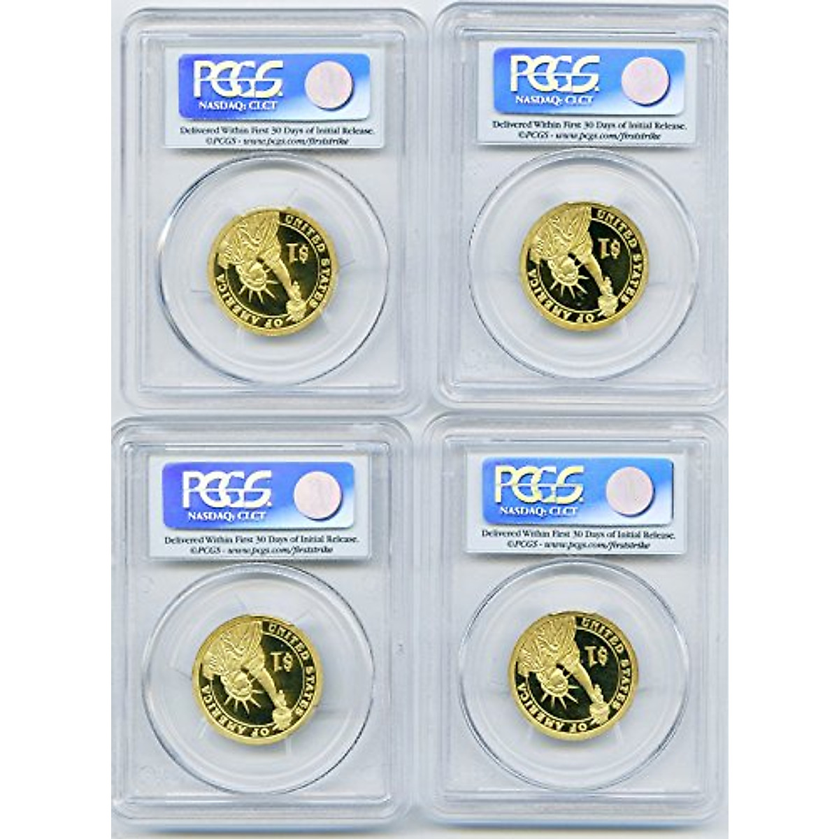2011 S JOHNSON HAYES GARFIELD GRANT DOLLAR Set First Strike Proof PCGS PR-70
