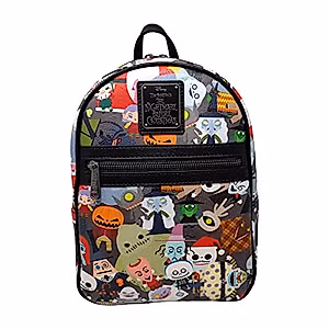 Loungefly x Nightmare Before Christmas Chibi Print Faux Leather Mini Backpack