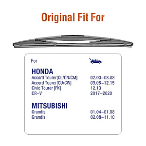 For Genuine Honda 76730-TRN-H01 CRV 2017-2021 Rear Windshield Wiper Blade Replacement, Exact Fit for CR-V 2017 2018 2019 2020 2021 Rear Wiper Arm, WOWIPER Car Wipers, 300mm - 12" + 12 inch (set of 2)