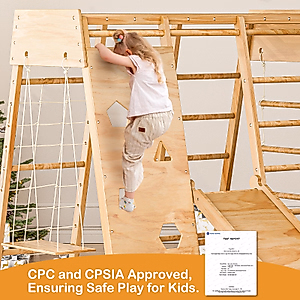 Amictoy Indoor Jungle Gym for Kids 2-10yrs, 2024 Upgraded 8-in-1 Climbing Toy for Toddlers with Slide, Swing and Climbing Rock, Montessori Indoor Playground, Climber Playset for Kids