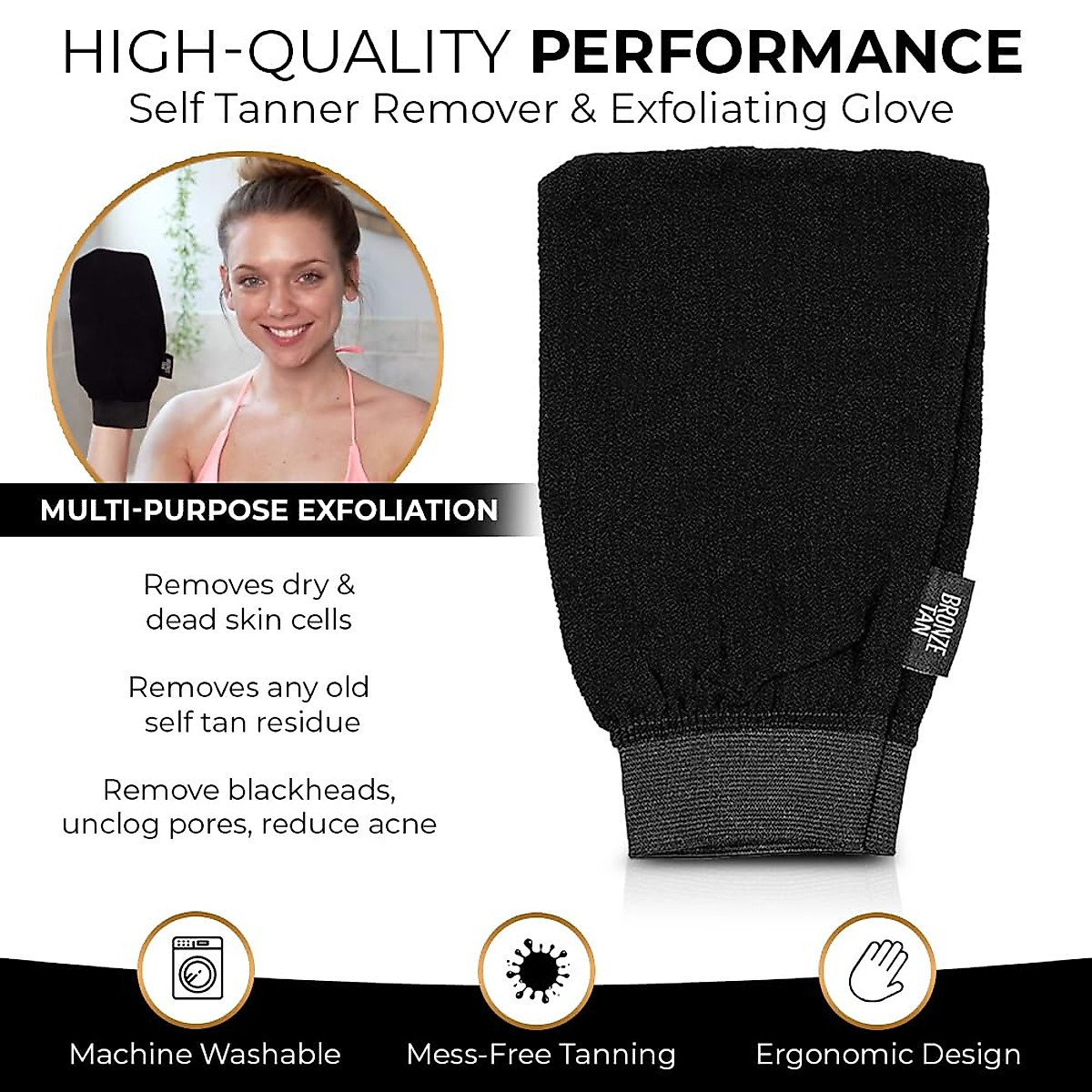 Bronze Tan Self Tanner Remover & Skin Exfoliating Glove For Sunless Tanning Best Self Tan Remover Glove for Easy and Painless Sunless Tan Removal Try it with Our Self Tan Removal Mousse!