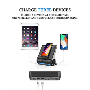 Azpen DockAll Fast Wireless Charging Sound Hub, Charging, Docking and Listening 4 in 1 Device for iPhone 15 14 13 12 11 X and Samsung S23 S22 S21 S20