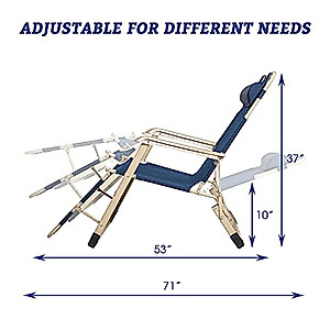 Dporticus Set of 2 Large Outdoor Patio Portable Folding Adjustable Chaise Lounge Chair with Footrest and Removable Pillow