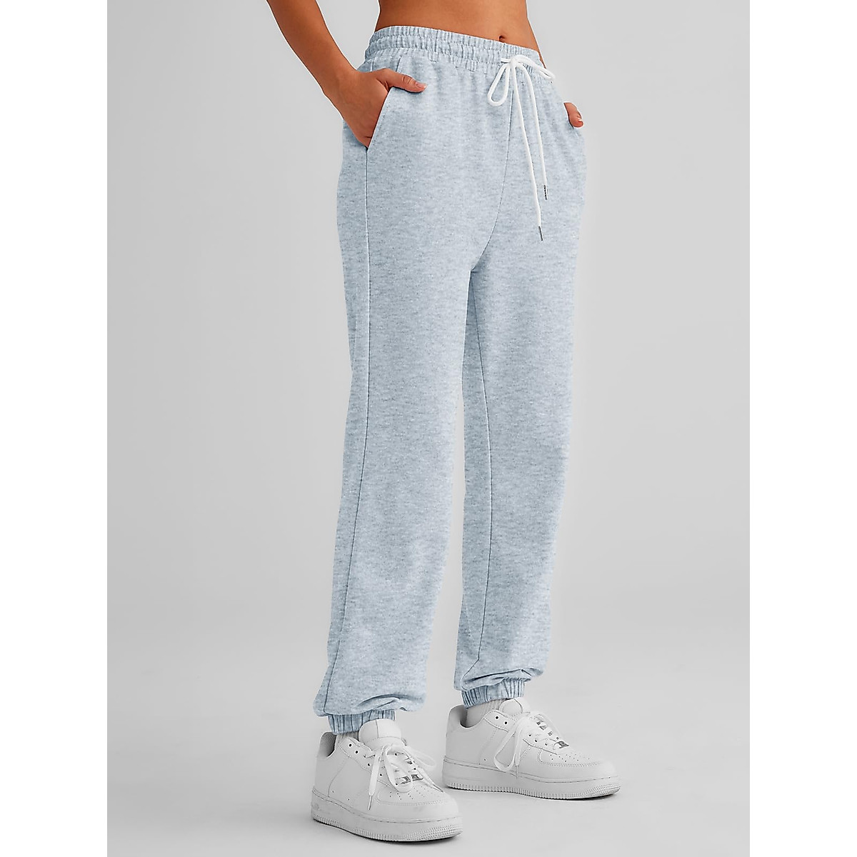 AUTOMET Women's Cinch Bottom Sweatpants Athletic Joggers Lounge Pants with Pockets Grey XL
