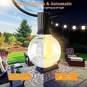 Dott Arts Solar String Lights - 100FT, 52 Bulb Globe Outdoor Solar Lights with Remotes, Dimmable for Patio, Backyard, Garden, Porch, Party