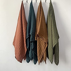 4Pack Cotton Muslin Baby Blanket , Newborn Swaddle Wrap, Cotton Baby Receiving Blanket, Infant Sleeping Quilt Bed Cover with Solid Color, 43"x47" Forest Set