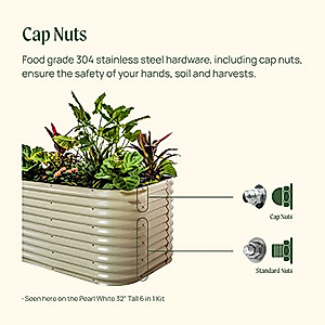 Vego garden Raised Garden Bed Kit, 32" Tall 10 in 1 Modular Raised Garden Beds Kit, Metal Planter Box for Vegetables, Flowers, Herbs, Pearl White