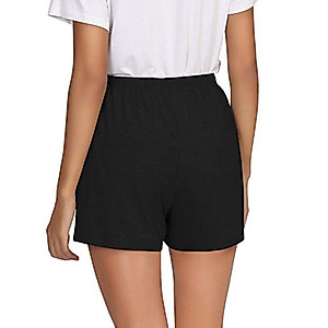 Shakumy Women Plain Elastic Waist Workout Yoga Shorts Casual Summer Bowknot Plus Size Running Athletic Shorts Hot Pants