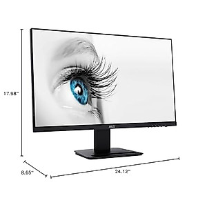 MSI Pro MP273A, 27" Monitor, 1920 x 1080 (FHD), IPS, 100Hz, TUV Certified Eyesight Protection, 4ms, Displayport, HDMI, Tilt, Black