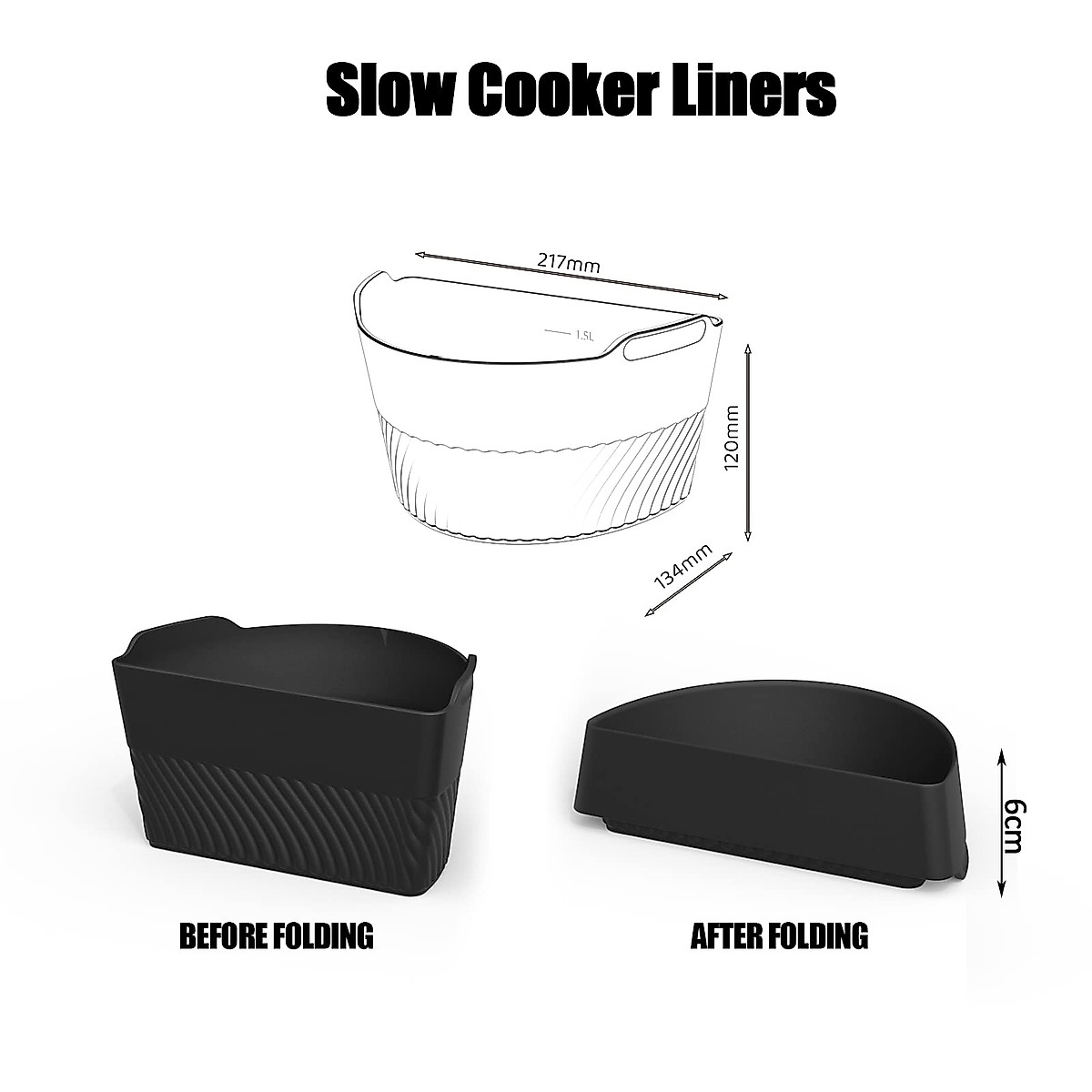 Slow Cooker Divider Liners Silicone fit Oval CrockPot 6-8 Quart,Food-Grade Material,BPA Free,Reusable,Leakproof,Dishwasher Safe,Cooking Liner for Hamilton Beach,Elite Gourmet,Bella Divider Insert