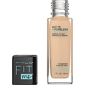 Maybelline Fit Me Matte + Poreless Liquid Foundation Makeup, Natural Beige, 1 fl; oz; Oil-Free Foundation