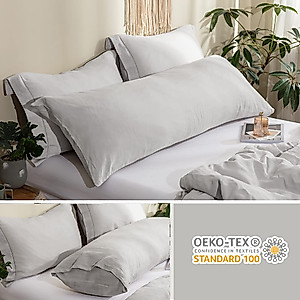 Simple&Opulence Body Pillow Cover 20" x 54",100% Pure Linen, Ultra Soft and Breatherable, Body Pillowcase with Envelope Closure for Adults (Light Grey)